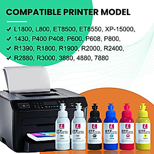 LNKCOS 6×100ML DTF Ink Refill for Inkjet Printer Heat Transfer Printing Direct to Film (2 White+CMYK,6 PCS)