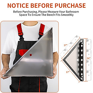 Floating Corner Shower Bench Kit-Customizable Appearance Corner Bench Seatin (17"x17"x24")