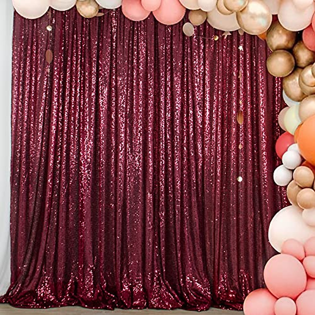 Backdrop Curtain 8FTx10FT Burgundy Sequin Backdrop Bridal Shower Backdrops Wine Sparkle Glitter Backdrop Shimmer Backdrop Blackout Window Curtains Photo Backdrop Curtains Christmas Backdrop