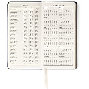 Graphic Image 2023 Pocket Datebook Planner Journal, Genuine Leather, Bound in The USA, 6", White Gold