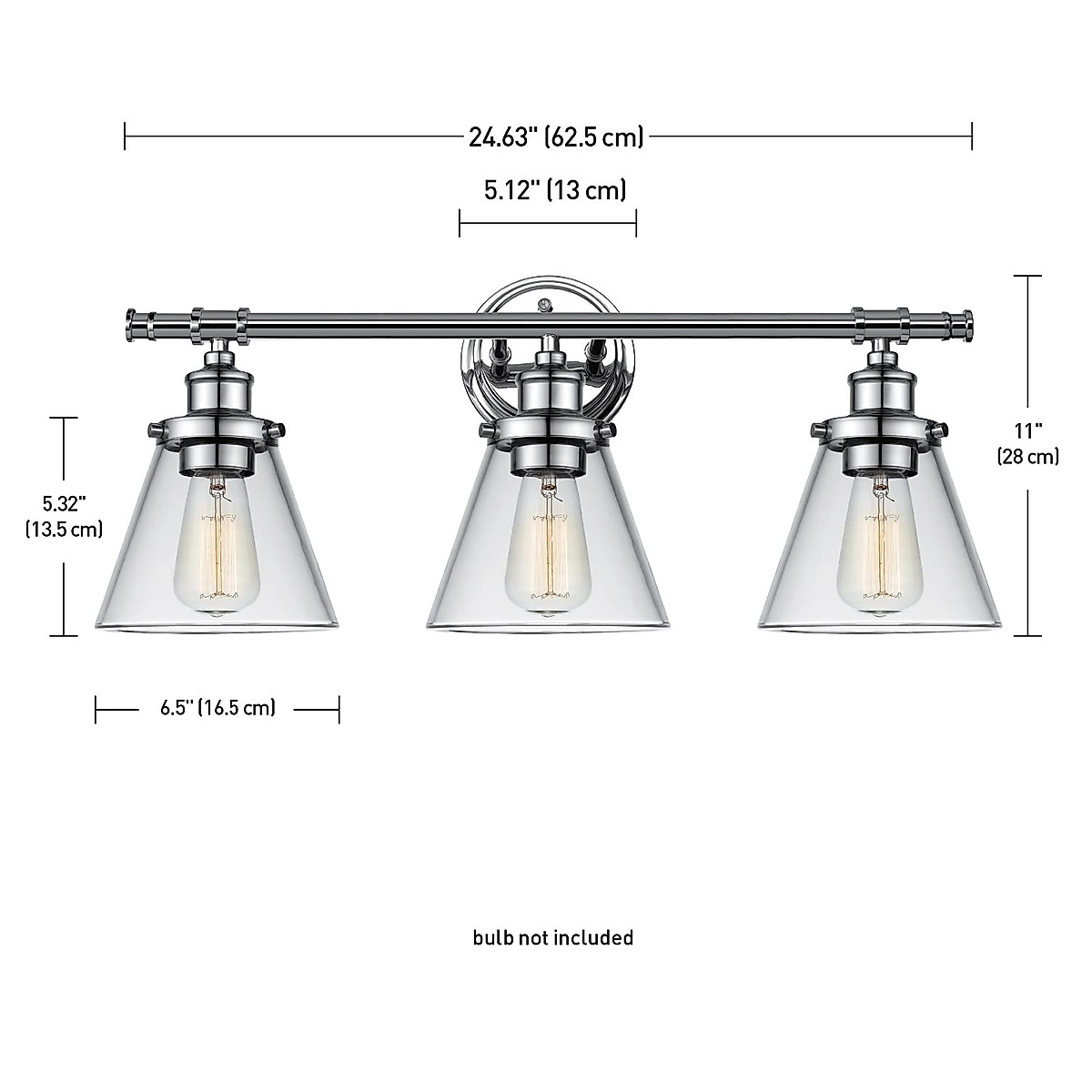 Globe Electric 51445 Parker 3-Light Vanity Light, Chrome, Clear Glass Shades, Bulb Not Included