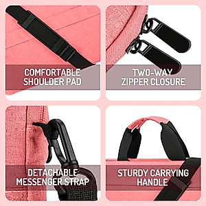 MicaYoung 15.6-16 Inch Laptop Sleeve Shoulder Bag Waterproof Notebook Chromebook Computer Carrying Case Compatible with 15.6 inch Acer Asus Dell HP Thinkpad, Pink