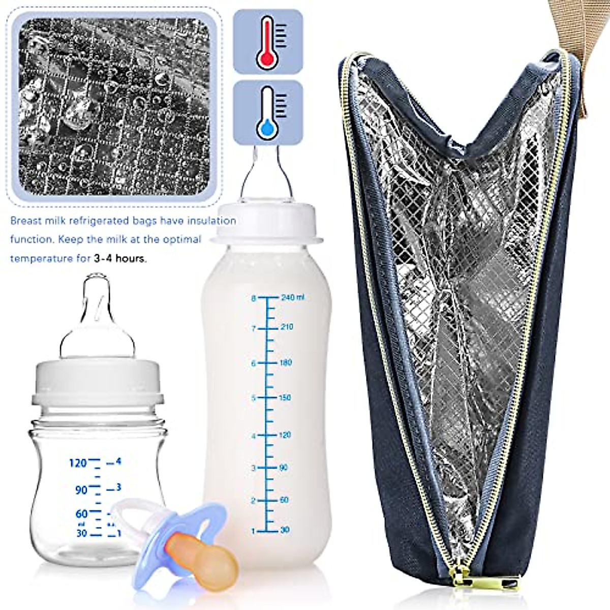 WYKOO 3 Pieces Portable Thermal Baby Bottle Bag, Insulated Baby Bottle Bags, Baby Bottle Cooler Tote Bags, Travel Baby Bottle Holder Tote, Nursing Bottle Cooler Warmer Bag for Outing Milk Bottle Storage