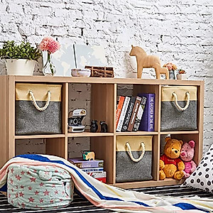 MEGACRA Fabric Storage Baskets 13x13x13 Storage Cubes Collapsible Storage Bins Basket [3-Pack] with Sturdy Handles Fabric Storage Bin Organizational Baskets for Shelves Clothes Toys Books, Office, Nursery Perfect Organization and Storage