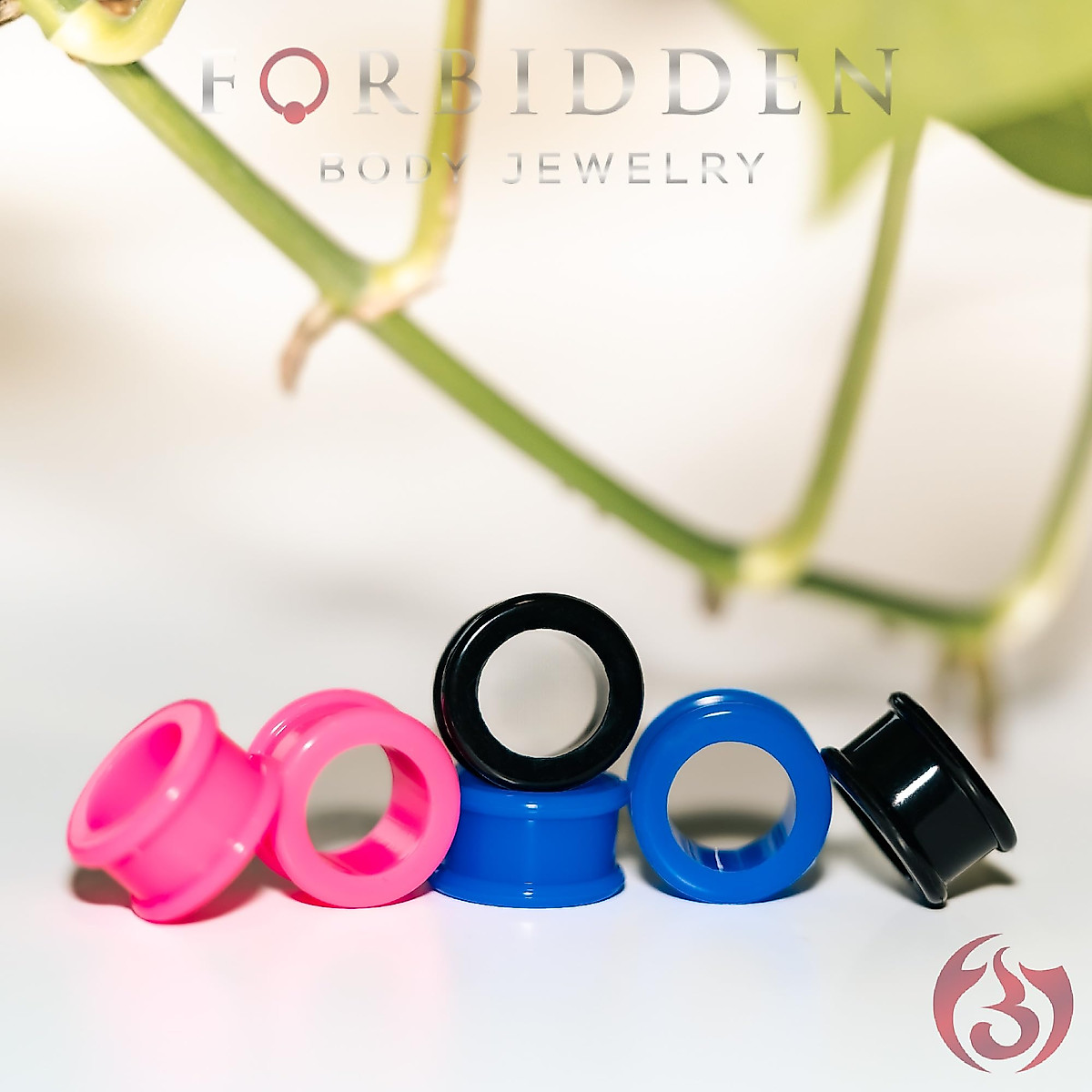 Forbidden Body Jewelry Set of Black 1/2 Inch Ultra Soft Comfort Fit Silicone Ear Gauges, 12mm Flat Double Flared Tunnel Plug Earrings