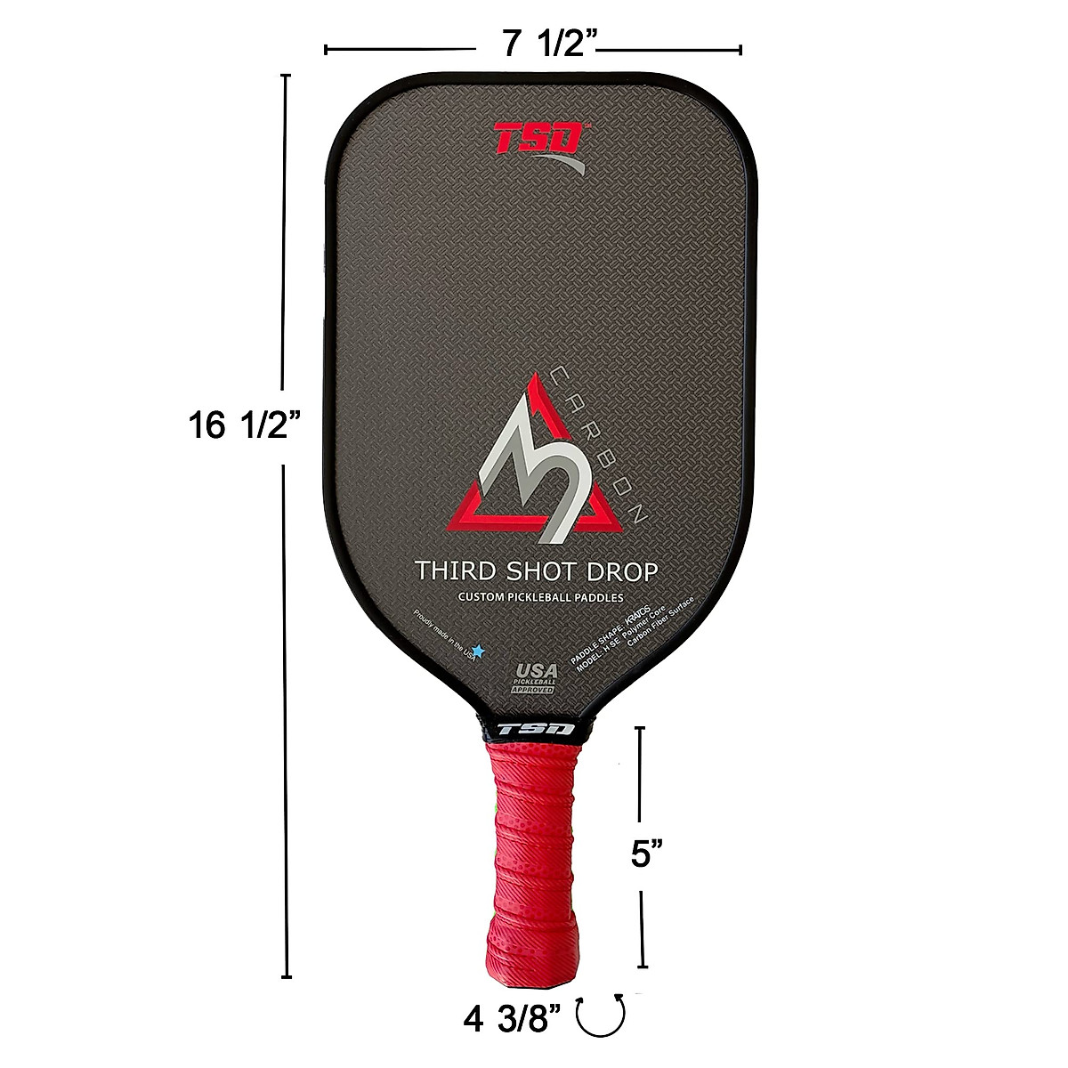 Third Shot Drop Special Edition Series Pickleball Paddle | Triple Layer Carbon Fiber Diamond Weave Surface (Kratos Model H SE | Core: 16mm Polymer)