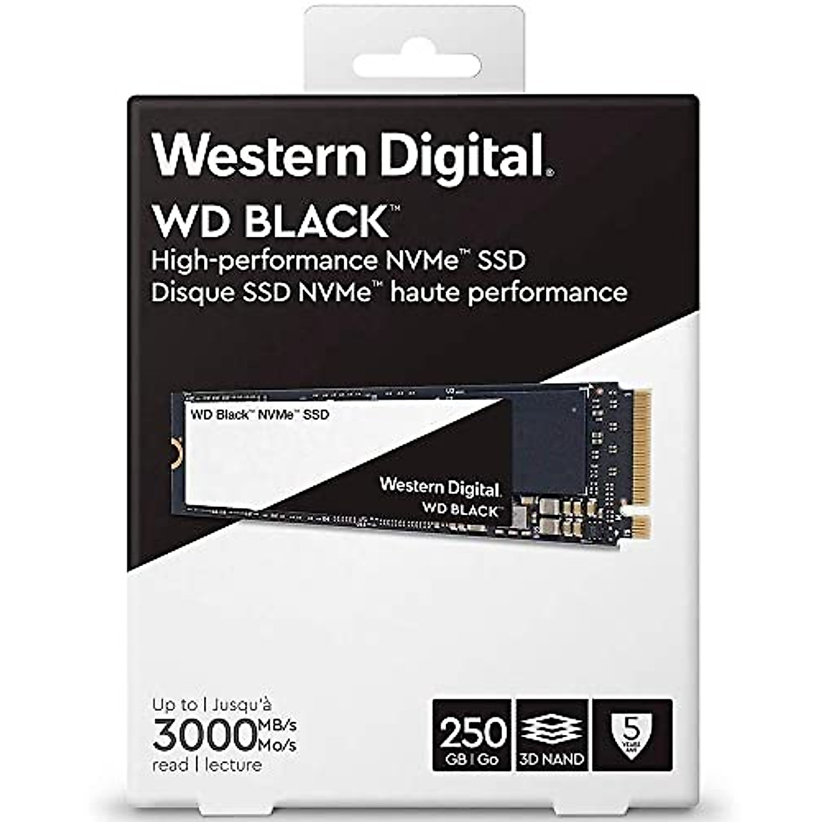 WD Black 250GB High-Performance NVMe PCIe Internal - M.2 2280, 8 Gb/s - WDS250G2X0C