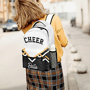 XIUCOO Cheerleaders Yellow Black Backpack Personalized Name Waterproof Travel Bag for Boys Girls Gift