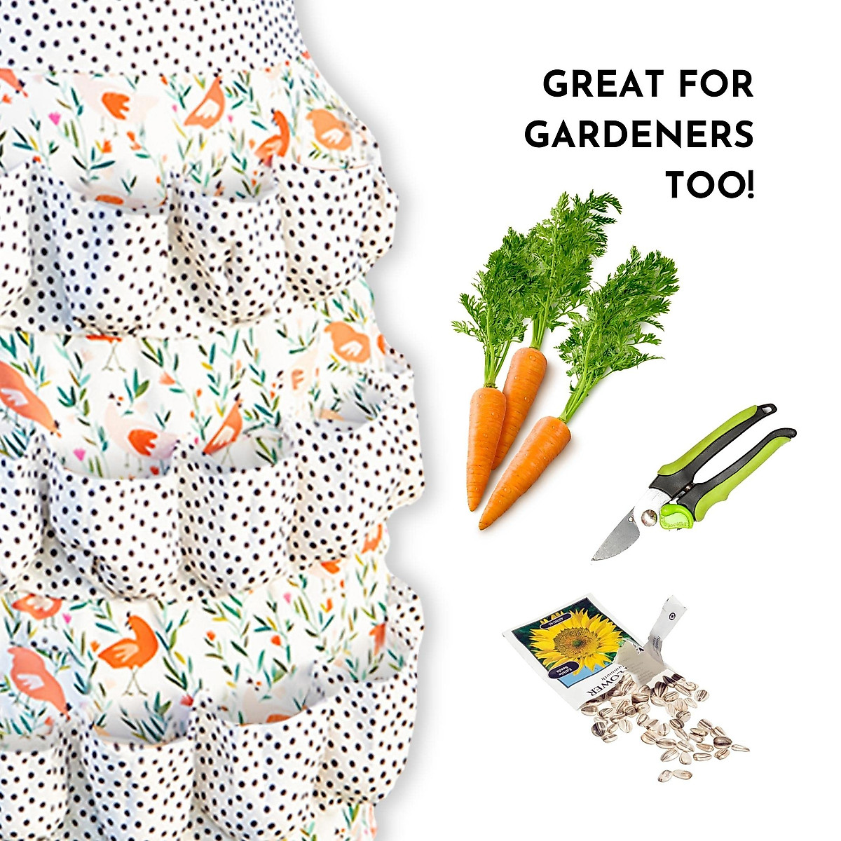 Egg Apron for Fresh Eggs, Egg Collecting Apron with 18 deep pockets, Chicken Egg Apron for Women, Egg gathering apron Multicolor