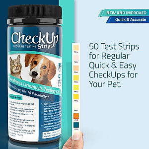 KIT4CAT CheckUp Testing Strips x 50 (10 Parameters Urine Test Strips for Cats & Dogs)