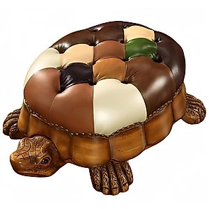 CYYTLFSD Wood Ottoman Footstool,Sofa Stool，Leather Upholstered Vintage Turtle Footrest Stool with Wheels (Multi-Colored)