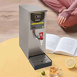 LOHISHILO Commercial Milk Frother 2000W 8L Electric Steam Milk Frothing Machine Steam Boiling Water Machine, Milk Foam Espresso Machine with LED Display for Coffee Milk Tea Dessert, Silver