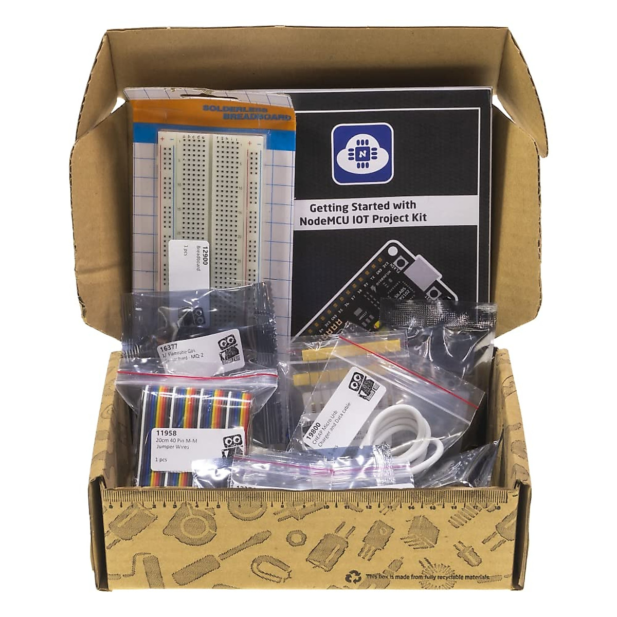Robotistan Nodemcu ESP8266 IoT Starter Kit - Smart Electronic IoT Projects - DIY Automated Home Gadgets - WiFi Development Board with NodeMCU, Motors, LEDs, Sensors & More