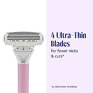 Skintimate 4-Blade Razor Refill Cartridges with Aloe and Vitamin E, 12 Count