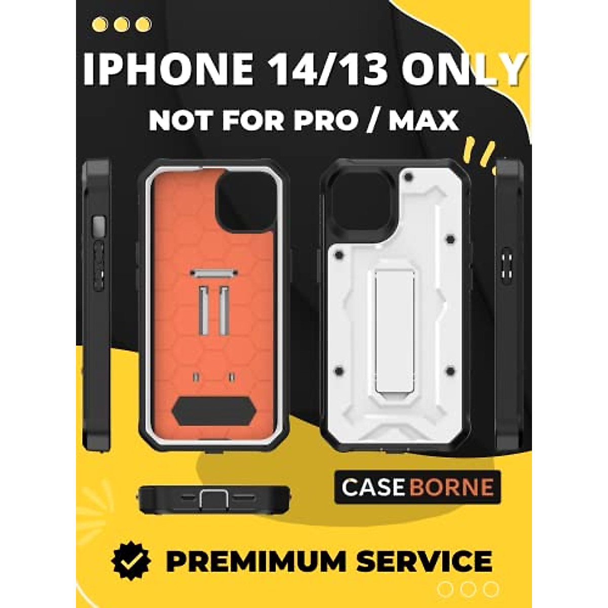 CaseBorne ArmadilloTek V Compatible with iPhone 14 / iPhone 13 Case - [Up to 21 Feet Drop Proof] - Military Grade Full Body Heavy Duty with Built-in Screen Protector and Kickstand - White