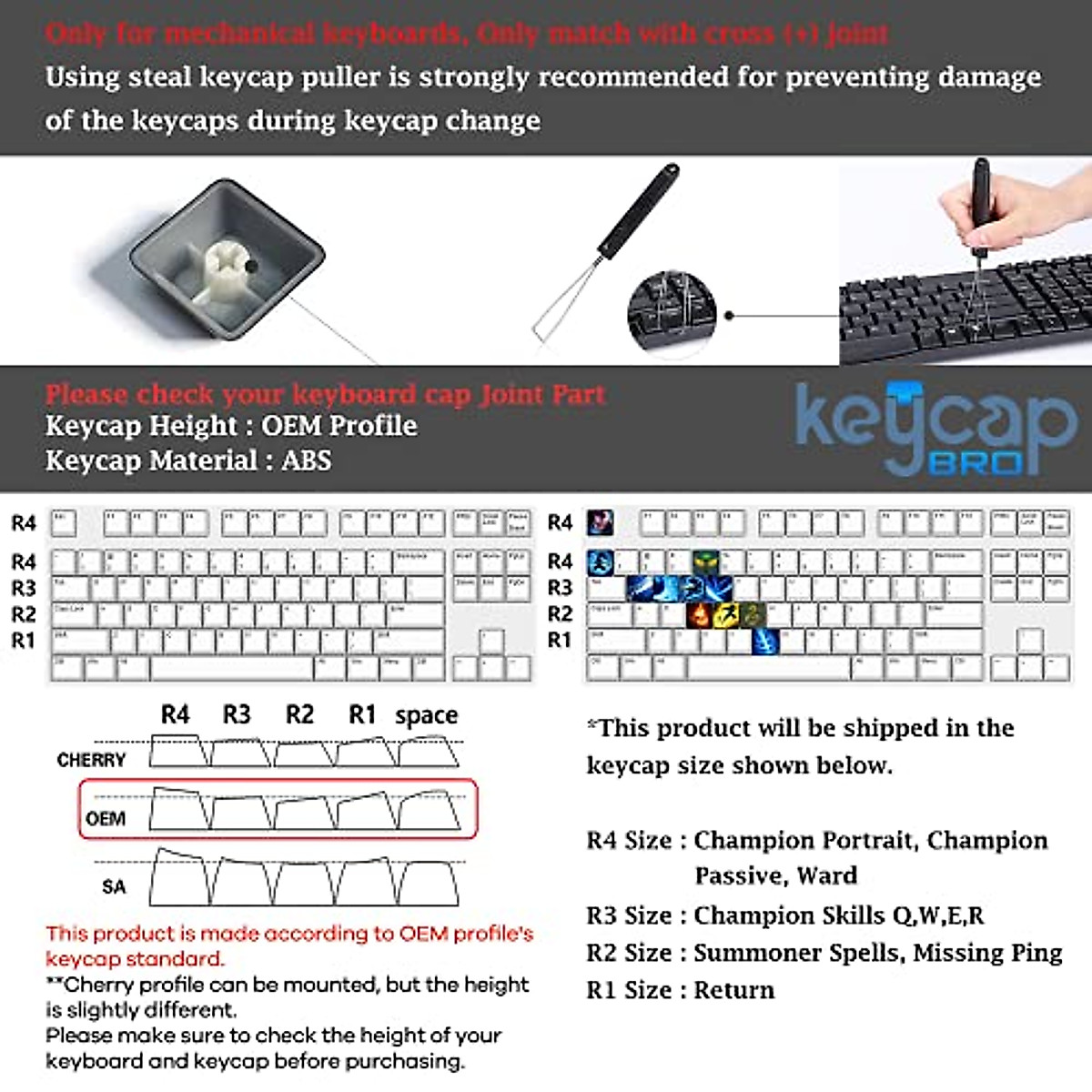 League of Legends Custom Keycaps (Champion Ashe) - Laser Engraved with Each Champion's Portrait, Passive, and Skills. Fit with Any Mechanical Keyboard. League of Legends Gift for Gamers