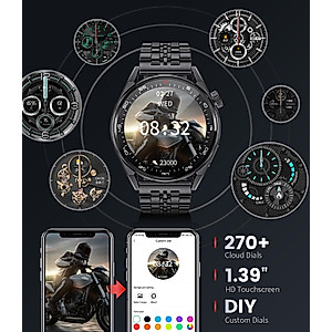 Smart Watches for Men (Answer/Make Calls),1.39'' HD Touchscreen,100 Sports Modes,IP68 Waterproof Smartwatch with Blood Pressure/Heart Rate Monitor/Blood Oxygen for Android and iOS Black