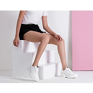 Vepose Women's 8019 Fashion Sneakers, Air Cushion Lace-up Walking Sneakers, Grey, Size 8 US -Memory Foam Running Shoes(CJY8019 Grey 08)