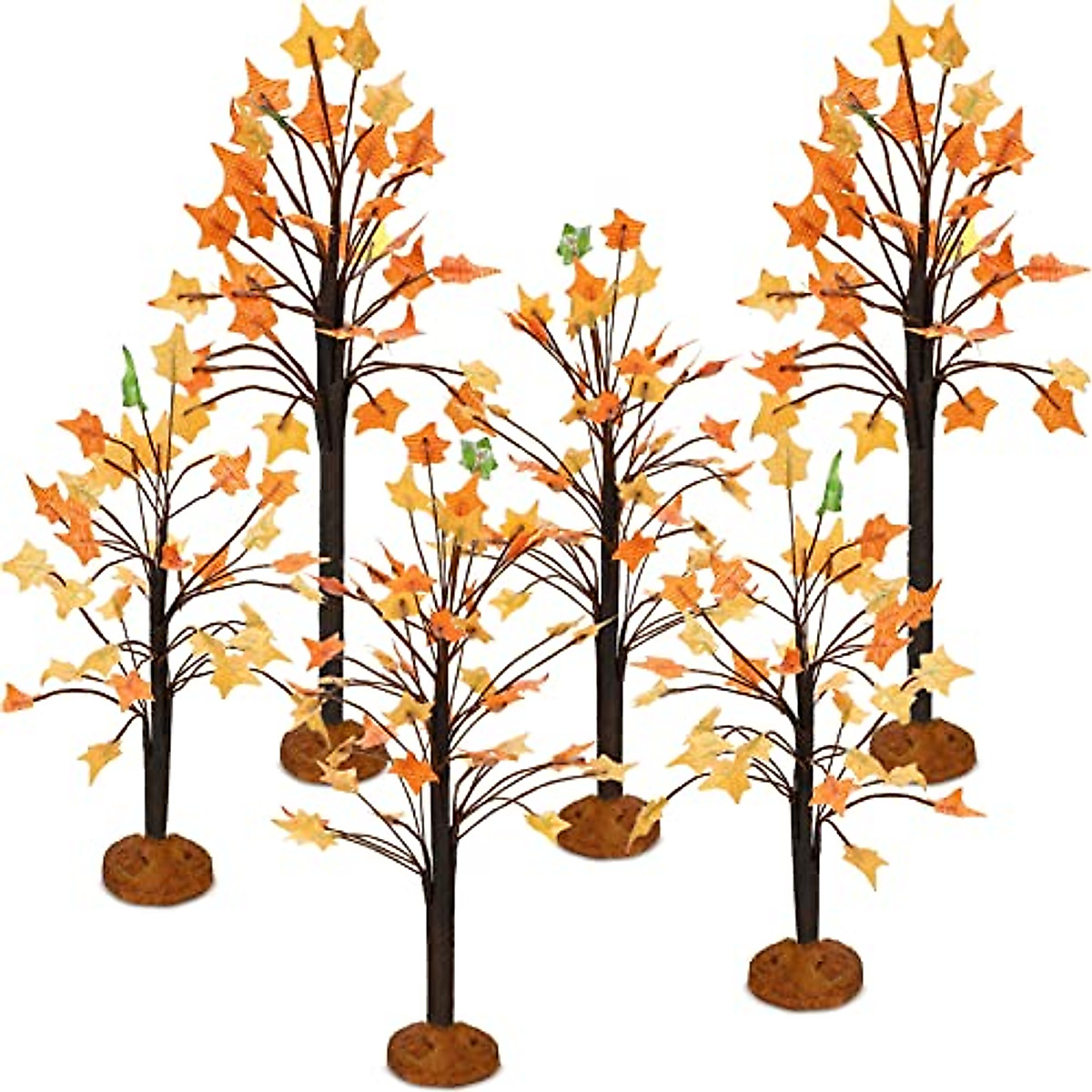 6 Pieces Mini Decor Trees Small Holiday Branch Village Trees Artificial Model Trees Miniature Trees Village Displays Tree for House Garden Festival Decorations, 3 Sizes (Maple Tree)
