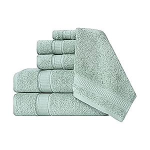 LA HAMMAM 6 Piece Towel Set - 2 Bath Towels, 2 Hand Towels, 2 Washcloths for Bathroom, College Dorm, Kitchen, Shower, Pool, Hotel, Gym & Spa | Soft & Absorbent Turkish Cotton Towel Sets - Green