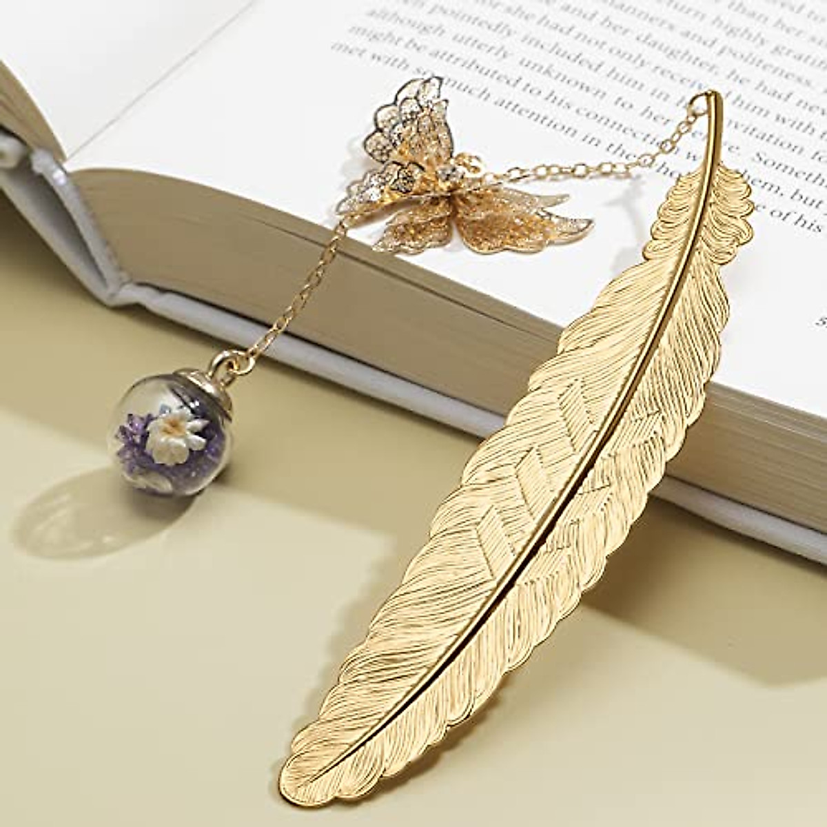 Metal Butterfly Feather Bookmark Birthday Gifts Teacher Christmas Gifts for Women Christmas Stocking Stuffers Mothers Day Valentine's Day Teacher Appreciation Gifts for Women Girls Readers Book Lover