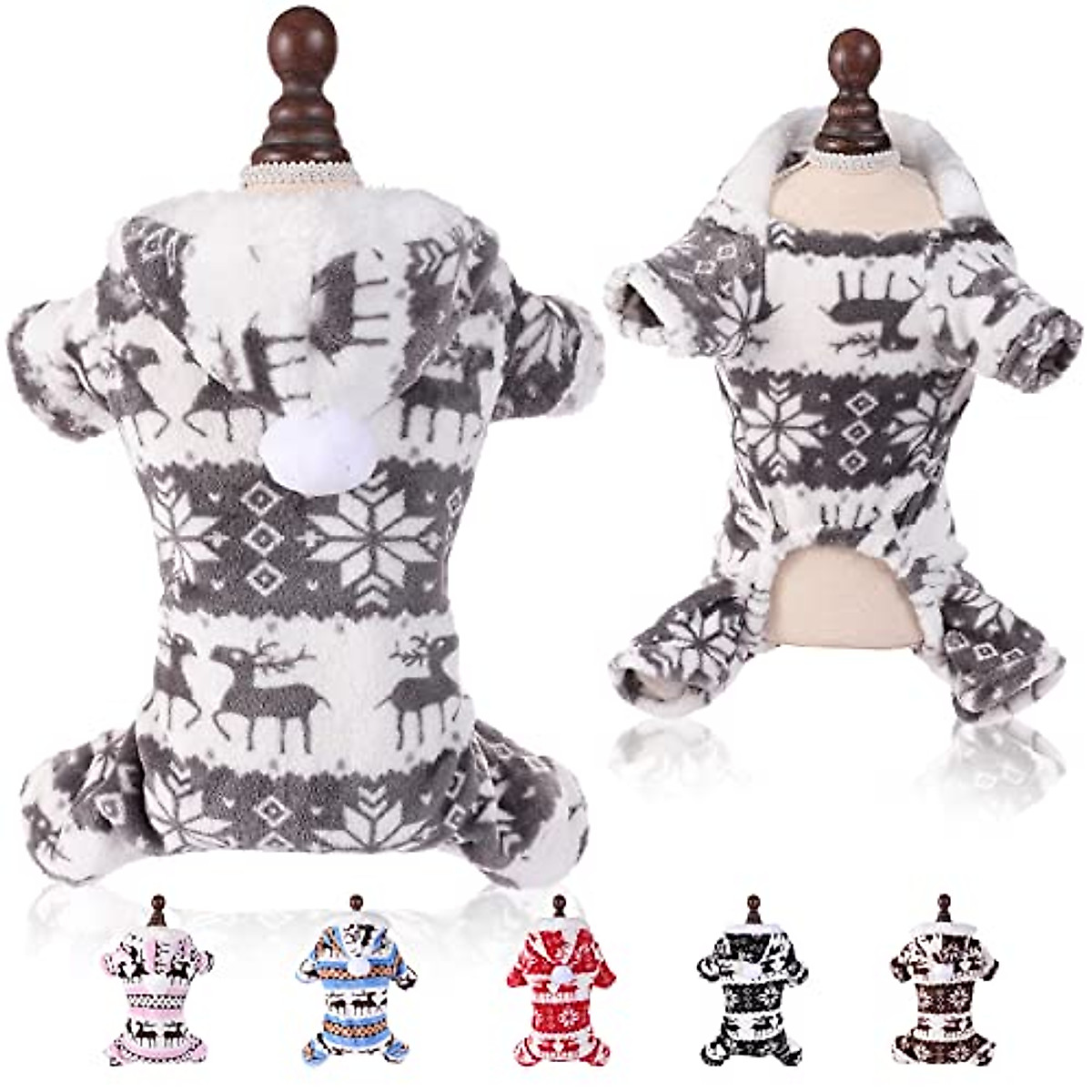 Christmas Pet Clothes with Hat,Soft Fleece Warm Hoodie Sweater Elastic,Suitable for Clothes Outfit for Puppy Small Dogs Cats（Grey,XXXX-Large）