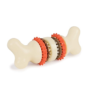 PetSafe Sportsmen Bristle Bone - Treat-Holding Toy for Dogs - Treat Rings Included - Treats Thoroughly Mixed During Bake to Prevent Choking - Rigorously Tested Ingredients - Orange, Large