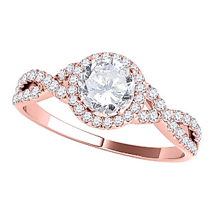MauliJewels Engagement Ring 0.50 Carat Halo Lab Grown Diamond Bridal Set Band in 14k Solid Yellow White Rose Gold