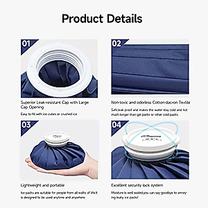 BICAREE Ice Pack for Injuries Reusable, Ice Bags Hot Water Bag for Hot & Cold Therapy and Pain Relief with Cover, No-Leak Elastic Breathable Ice Bag, Size 9"