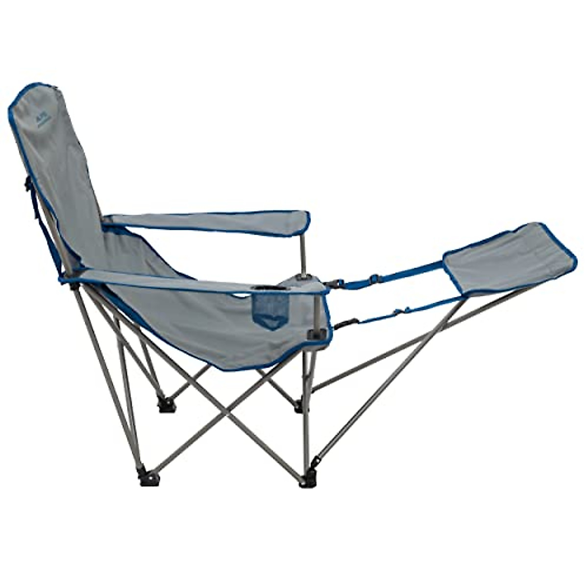 ALPS Mountaineering Escape Lounge Camping Chairs for Adults with Footrest and Adjustable Armrests, Sturdy Steel Frame, Compact Foldable Design, and Carry Bag, Gray/Blue - New