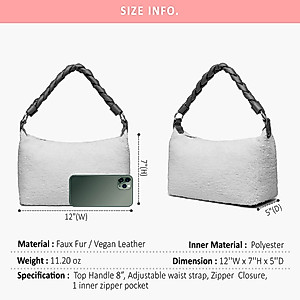 Like Dreams Women Soft Sherpa Top Handle Vegan Leather Winter Fashion Handbag Purse (Grey)