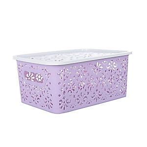 Cabilock Box Hollow Storage Basket Cabinet Storage Basket Catch All Basket Stackable Storage Drawers Closet Drawers Stackable Drawers Storage Bins Storage Container Purple Organizer Panties