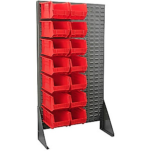 Akro-Mils 30661 Louvered Steel Single Sided Floor Rack Garage Organizer for Mounting AkroBin Storage Bins, (36-Inch L x 13-Inch W x 66-Inch H), Grey