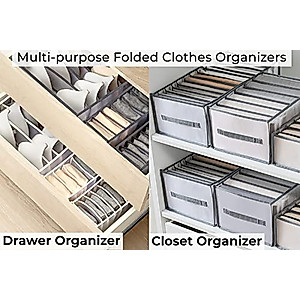 4PCS Extra Large 7 Compartments Wardrobe Clothes Organizer,Closet Organizers for Jeans,Pant,Sweater for Clothing,Clothes Drawer Organizer Dividers for Folded Clothes