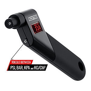Accutire MS-4021B Digital Tire Pressure Gauge with 4 Valve Caps, 5-150psi (psi, bar, kPa, kg/cm2)