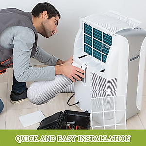 Outus 5.9'' Diameter 80'' Long Portable Air Conditioner Hose with Square Hose Portable Air Conditioner Exhaust Hose Tube Adapter Portable Air Conditioner Ducting for Air Conditioning Parts