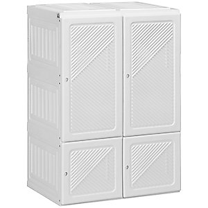 HOMCOM Portable Wardrobe Closet, Folding Bedroom Armoire, Clothes Storage Organizer with 6 Cube Compartments, 4 Magnet Doors, White