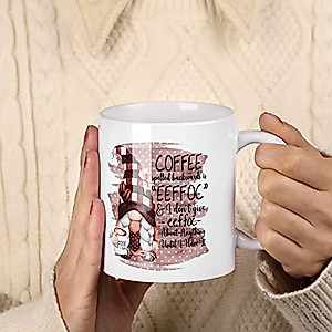 Rmeosye Cute Gnome Coffee Mug Hot Chocolate Cocoa Cups Funny Birthday Xmas Holiday Gift for Family Friend Coworkers Men Women White 11oz