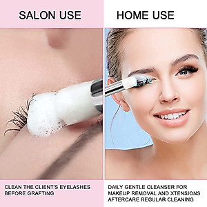Lash Shampoo 50ml Eyelash Extension Cleanser with Brush and Mascara Wand Eyelid Foaming Cleanser Lash Foam Shampoo for Lash Extensions (50ml/1.7fl oz)