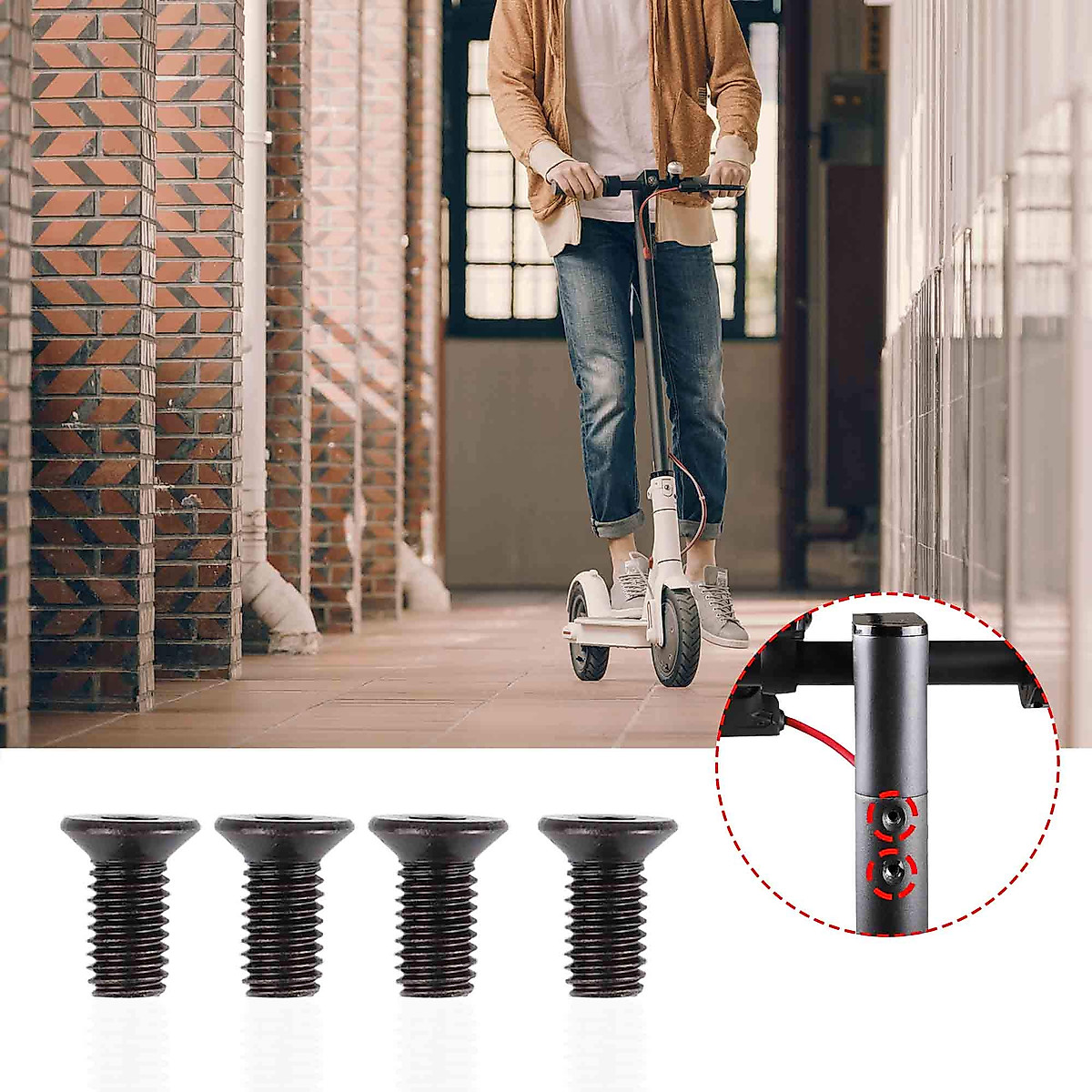 TOMALL Scooter Forehead Head Screw Accessories Stainless Steel Fixed Screw Kit 4 PCS Compatible for Xioami M365 Electric Scooter