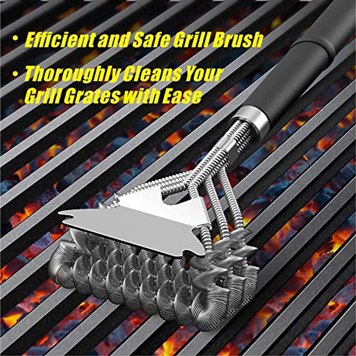Grill Brush and Scraper Bristle Free, Strong Handle Complete Grill Cleaning Set for Outdoor Grill, BBQ Accessories with Hanging Hook BS5219