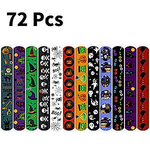 Motarto 72 Pieces Halloween Snap Bracelets Halloween Wrist Decoration Slap Bracelets Toy for Halloween Party Favors, Classroom Prizes Exchanging Gifts