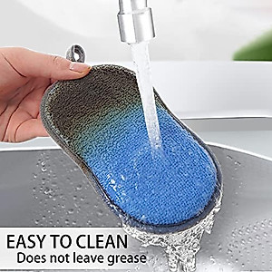 Toplive Durable Scrub Scouring Sponge , [4 Pack] Microfiber Sponge Kitchen Scrub Sponge Pad Cleaning Scrubber Cleaning of Dishes, Pots and Pans