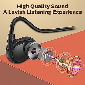 BUGANI Open Ear Headphones Conduction Bluetooth Earphones Wireless USB-C Fast Charging 8 Hours Playtime IPX5 Waterproof for Outdoor Sports Hiking Earbuds Kids Students Children Teenagers Girls Boys