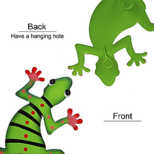 Ridota 6 Pack Metal Gecko Wall Decor, Metal Hanging Wall Art Sculpture for Indoor Outdoor Home Bedroom Living Room