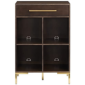 Crosley Furniture Juno Record Storage Cube Bookcase, Dark Brown