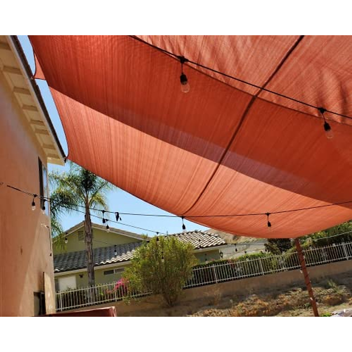 Quictent 24X24FT Large Overzied 185G HDPE Square Sun Shade Sail Canopy 98% UV Block Outdoor Patio Garden with Hardware Kit (24'x24', Terracotta)