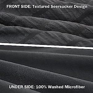 AveLom Dark Grey Comforter Queen Size Set with Sheets - 7 Pieces Bed in a Bag Seersucker Complete Bedding Set, All Season Lightweight Bed Set with Comforter, Sheets, Pillowcases & Shams