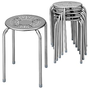 LDAILY Multipurpose Stool Chairs, Small Stool Sets, Metal Stool with Dome, Stackable Backless Kitchen Stool Indoor Outdoor, Furniture Stools, Suitable for Garden, Living Room, Home, Gray (6-Pack)