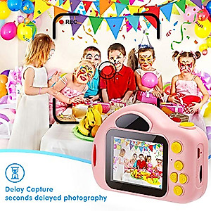 Taoist Kids Camera with 1080P 2 Inch IPS Screen ,HD Digital Video Cameras Toys for Toddler, Camera Camcorder for Children,Best Gifts for 3 4 5 6 7 8 9 10 Years Old Girls Boys with 32GB SD Card(Pink)